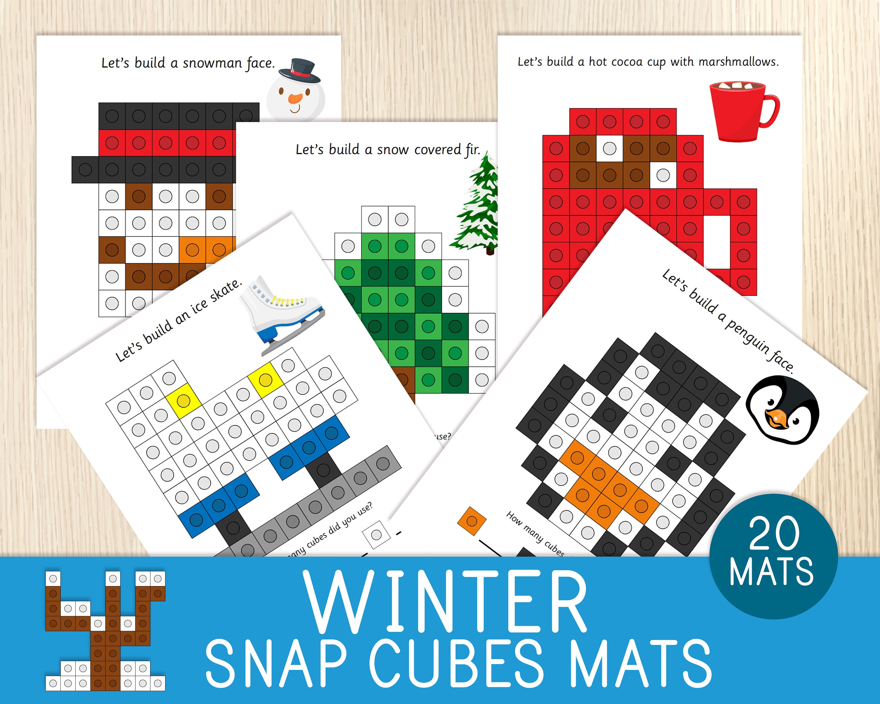 Winter Snap Cubes Mats, Connecting Cubes Task Cards, Preschool ...