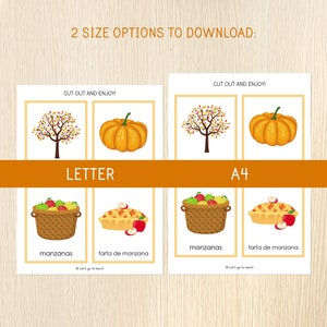 Fall Flashcards in Spanish, Autumn Vocabulary, Spanish Visual Cards ...