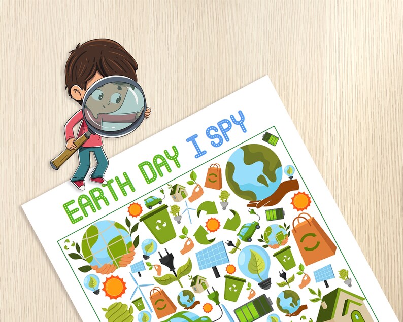 Earth Day I Spy 2 Printable Games Look and Find Counting | Etsy
