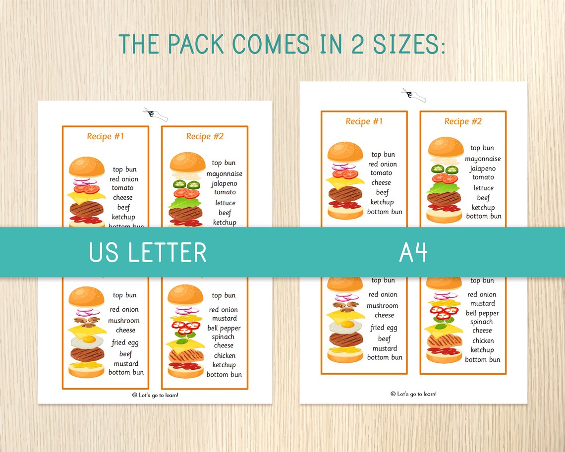 Build a Burger Game Pretend Play Toddler Preschool | Etsy