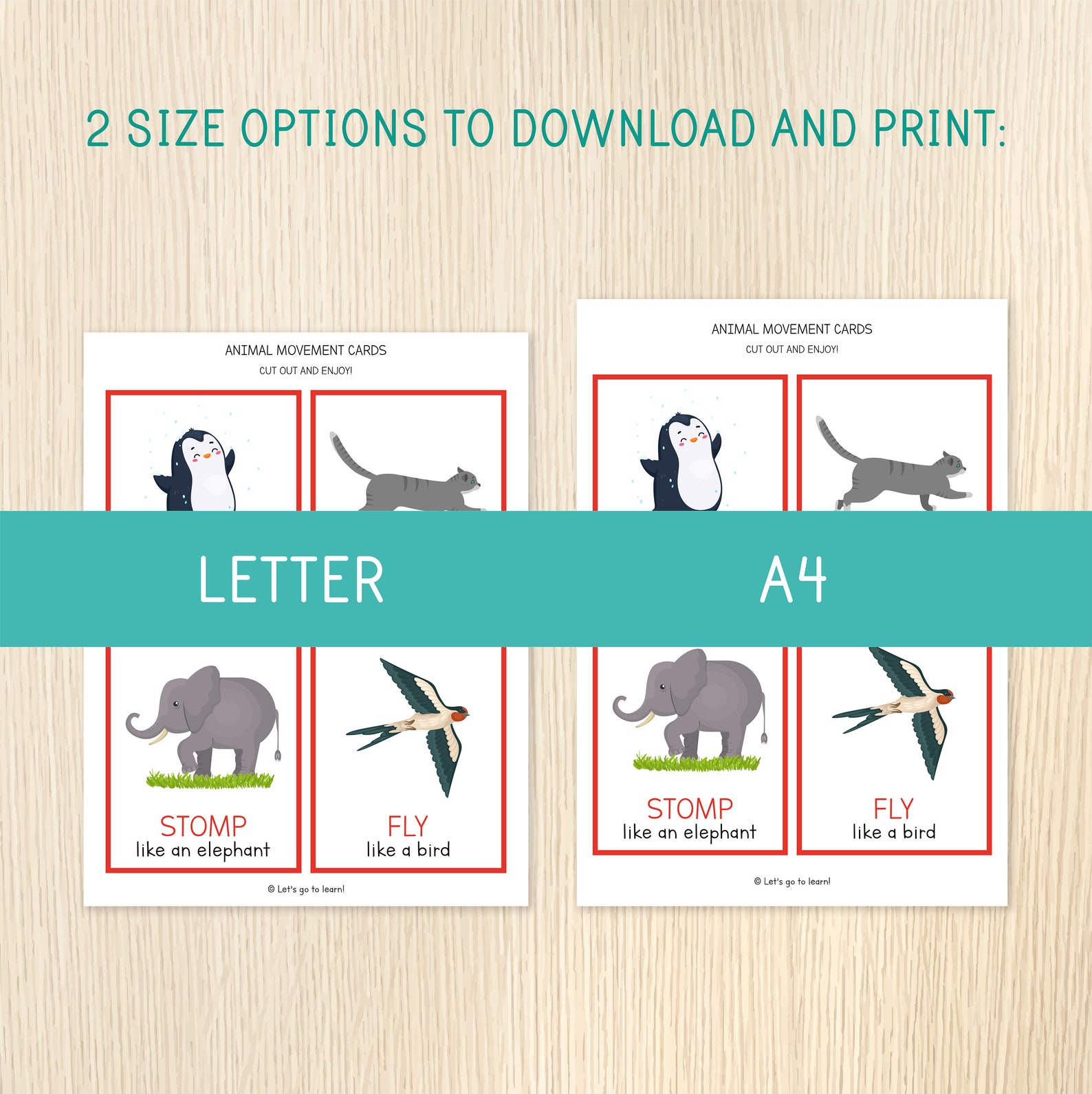 Animal Movement Cards, 40 Cards, Gross Motor Skills, Preschool ...