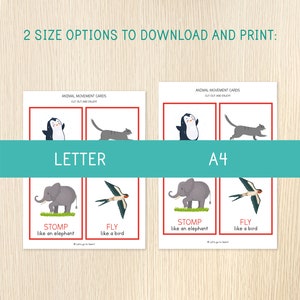 Animal Movement Cards, 40 Cards, Gross Motor Skills, Preschool ...