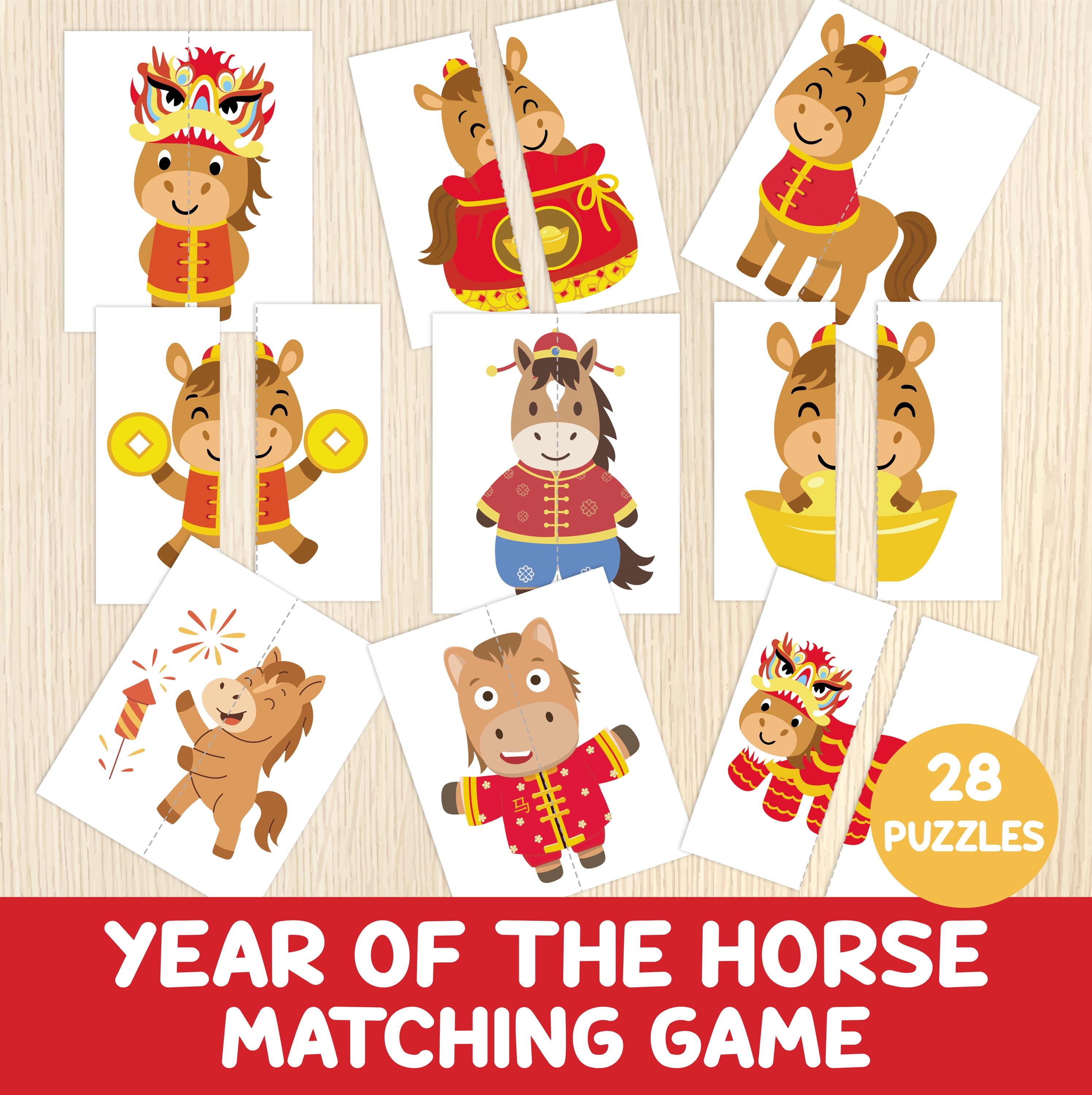 Chinese New Year Matching Game - 2026 Year of the Horse Activity - Cute ...