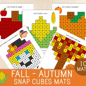 Fall Snap Cubes Mats Connecting Cubes Task Cards Preschool - Etsy