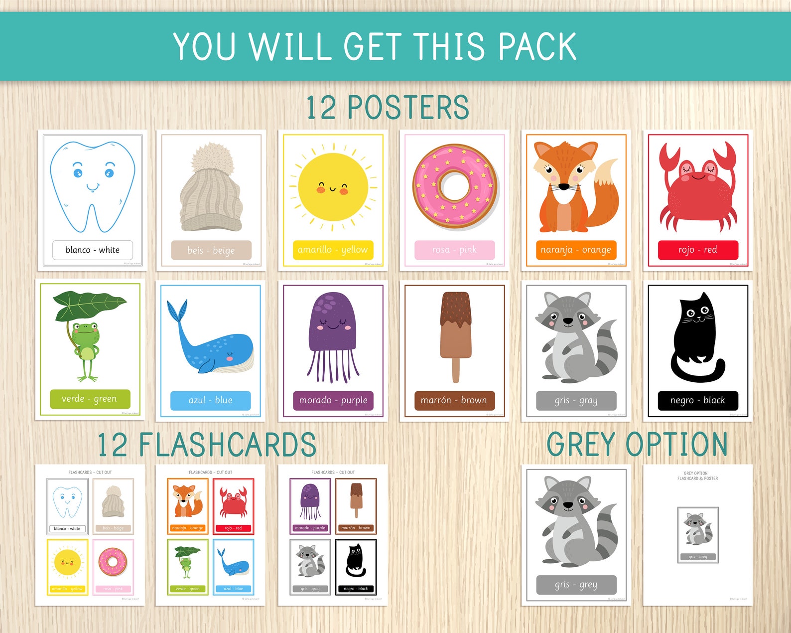 Colors Flashcards and Posters, Spanish and English, Bilingual Education ...