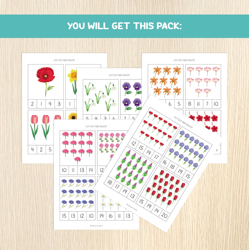 Flower Count & Clip Cards, Numbers 1 to 20, Counting Activity, Spring ...