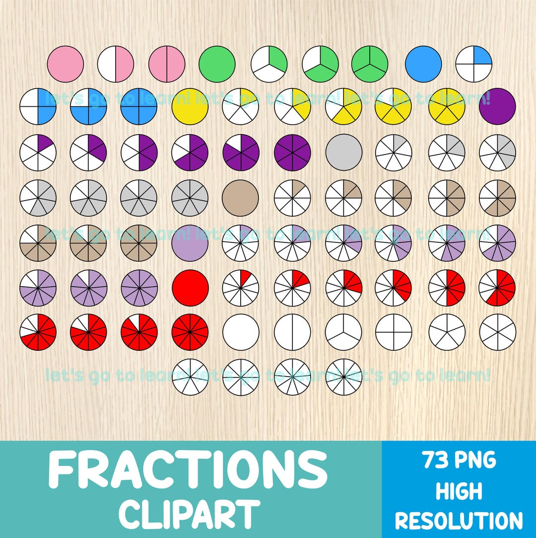 Fractions Bundle Clipart -73 Circle Fractions - Math Clipart ...