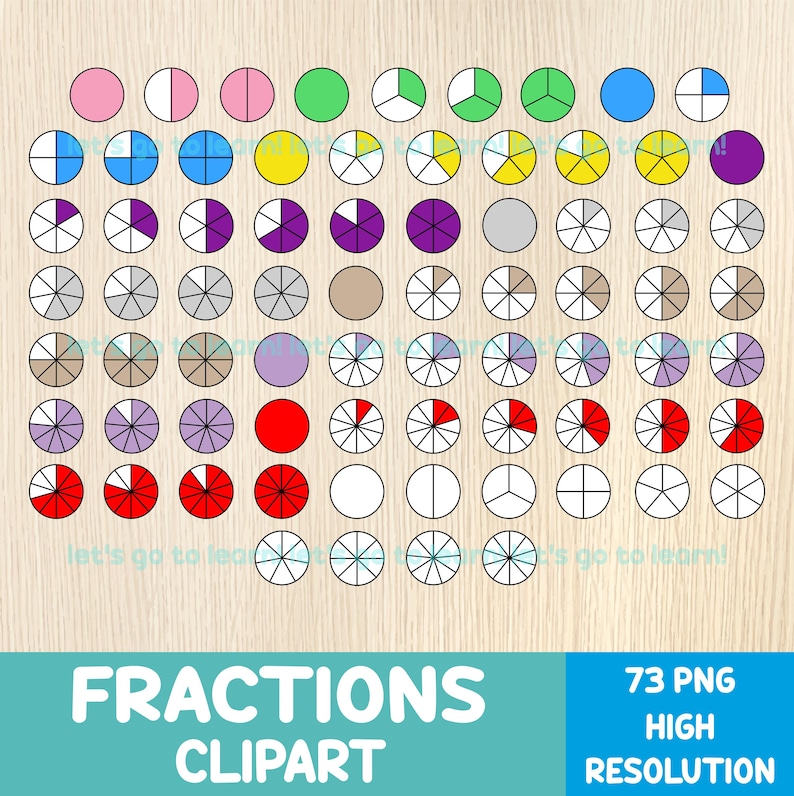 Fractions Bundle Clipart -73 Circle Fractions - Math Clipart ...