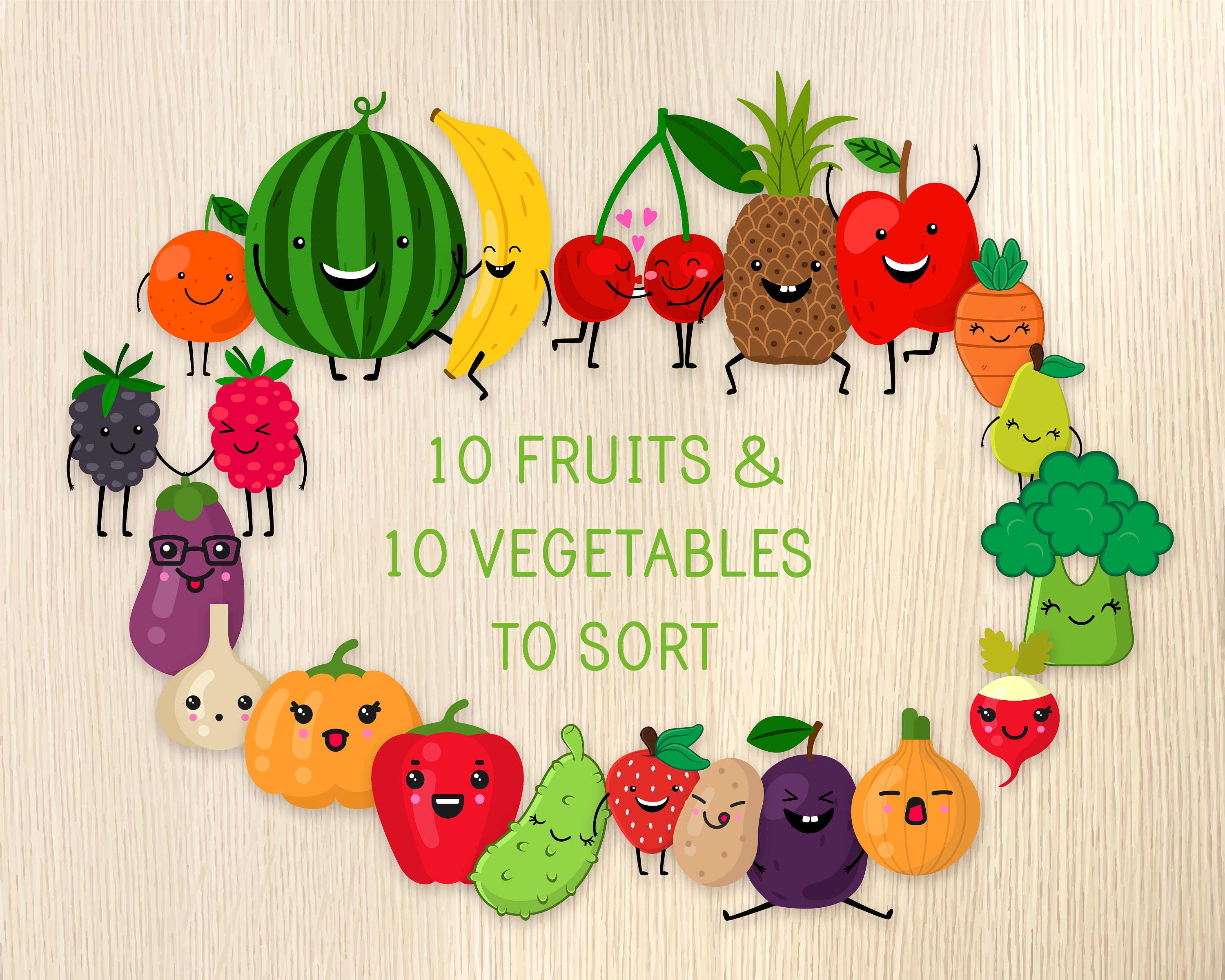 Fruits & Vegetables Sorting Activity - Preschool Worksheets - Toddler ...