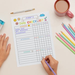 Kids Daily Checklist EDITABLE, Routine Chart, Responsibility Chart ...