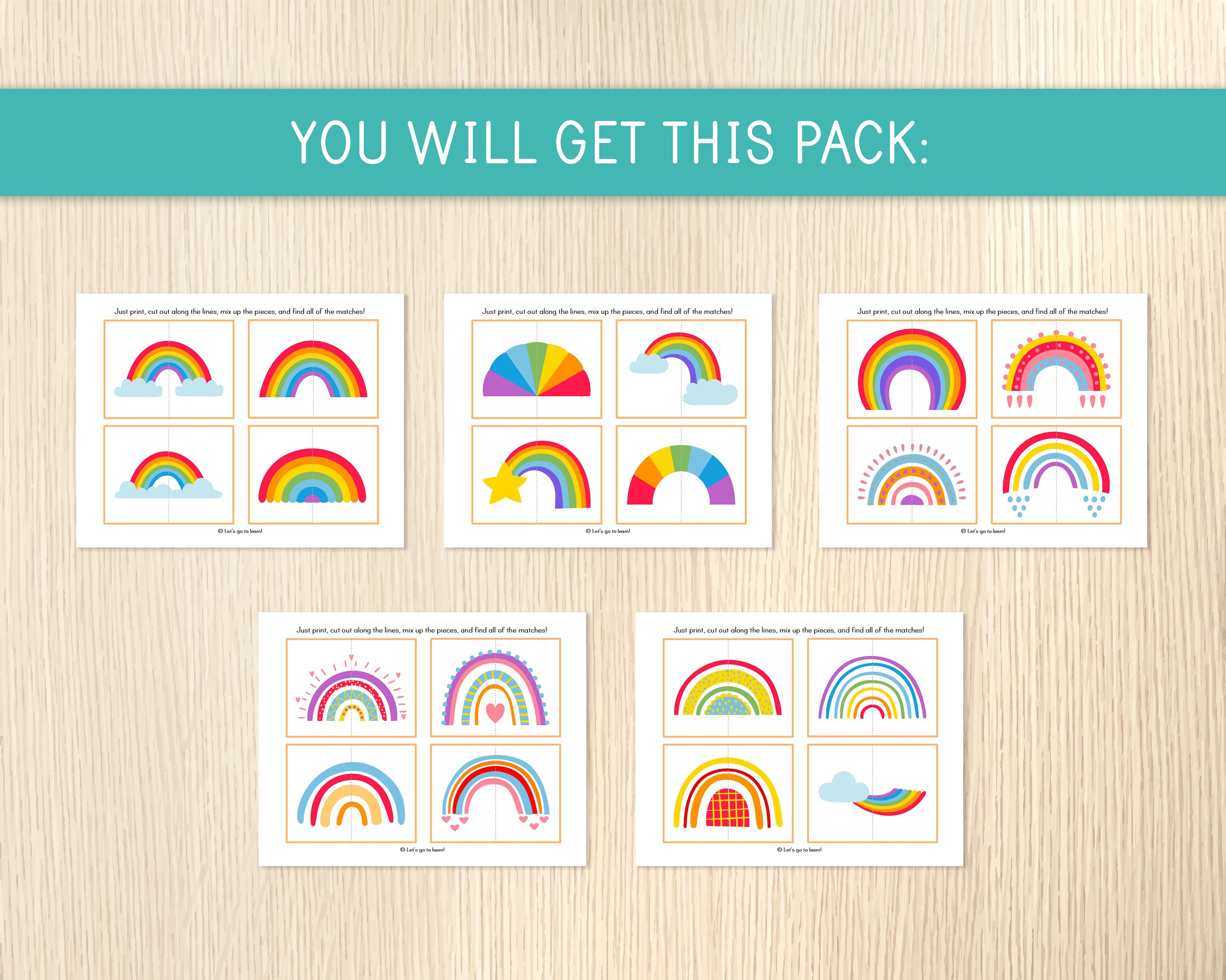 Rainbow Matching Games 20 Puzzles for Toddlers Preschool - Etsy