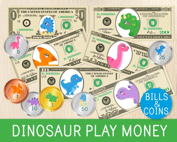 Play Money Dinosaurs Kids Pretend Play Toy Money US Bills - Etsy