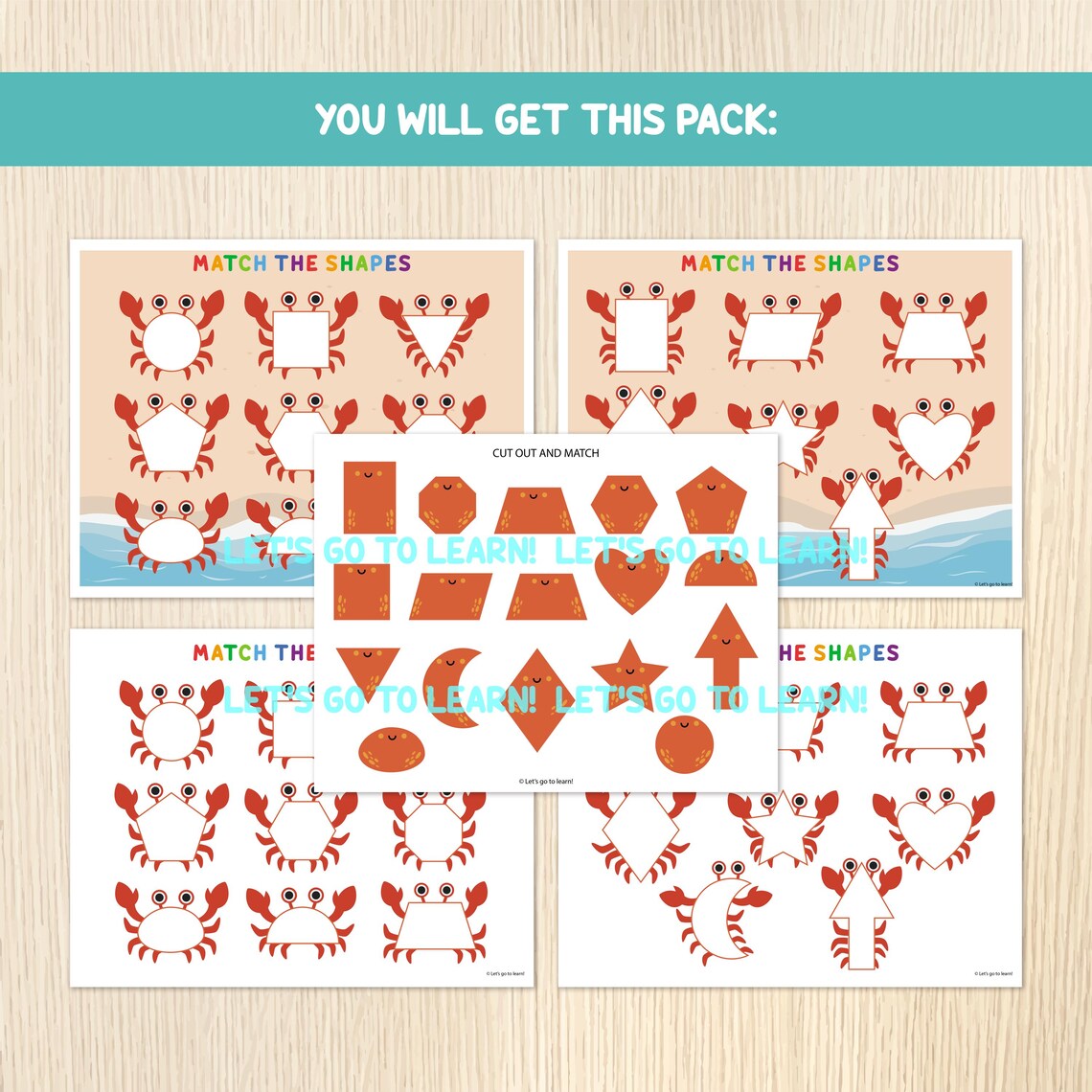 Crab Shape Matching Activity, 2D Shapes, Summer Busy Book Pages ...