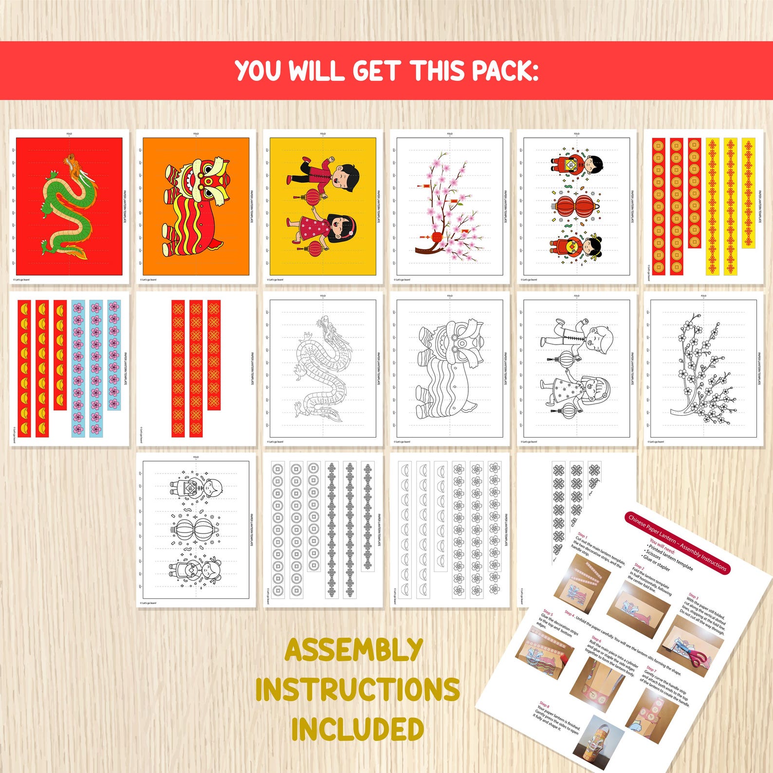 Chinese New Year Paper Lantern Craft – Lunar New Year Lantern Templates ...