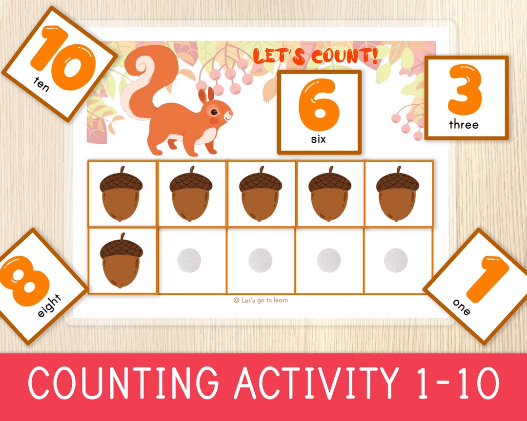 Squirrel Counting Activity, Counting Practice 1-10, Matching Activity ...