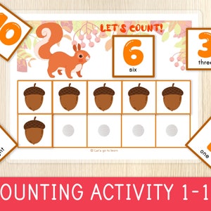 Squirrel Counting Activity, Counting Practice 1-10, Matching Activity ...