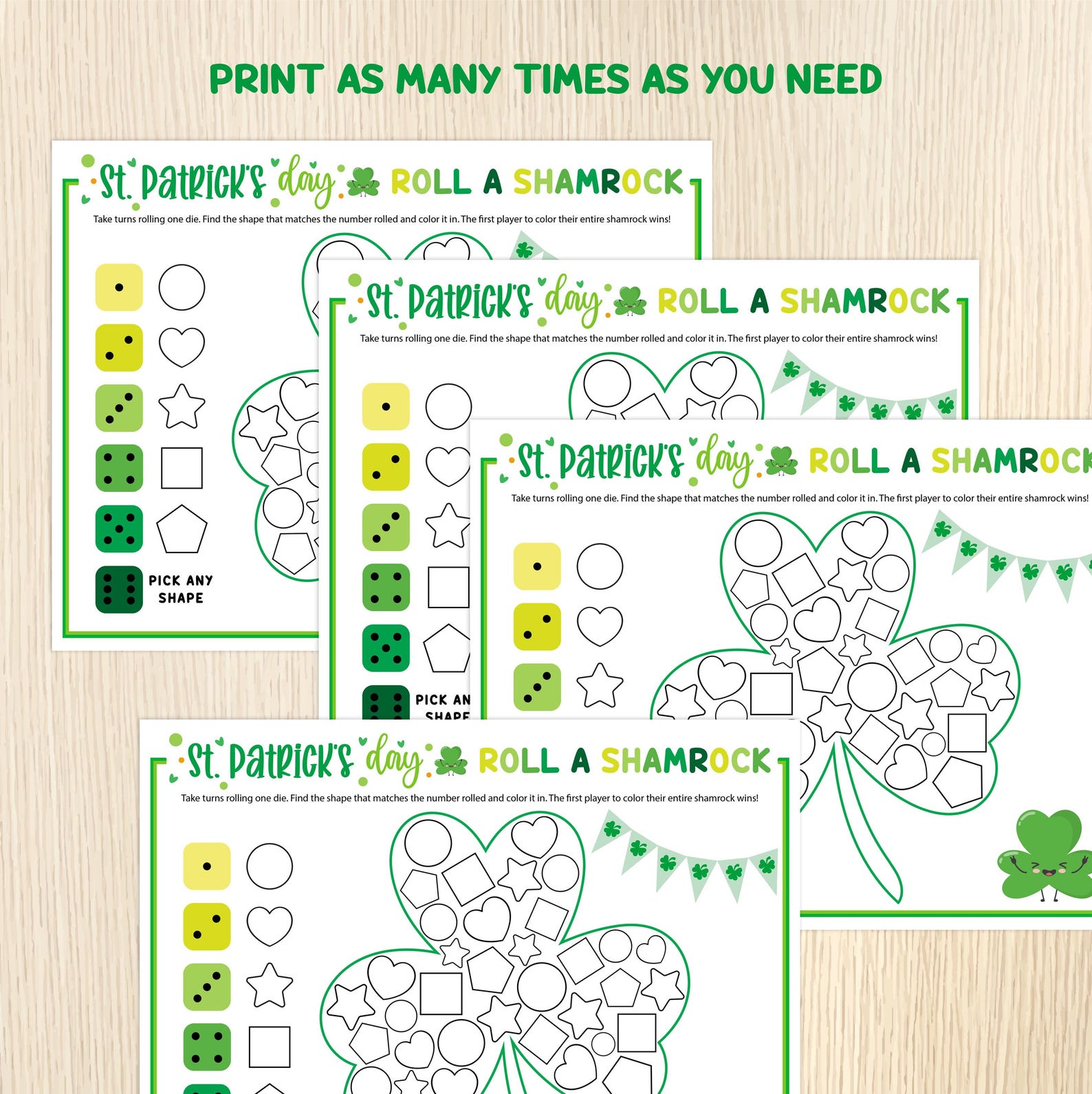 St. Patrick's Day Roll a Shamrock Game - Classroom St Patty's Party ...