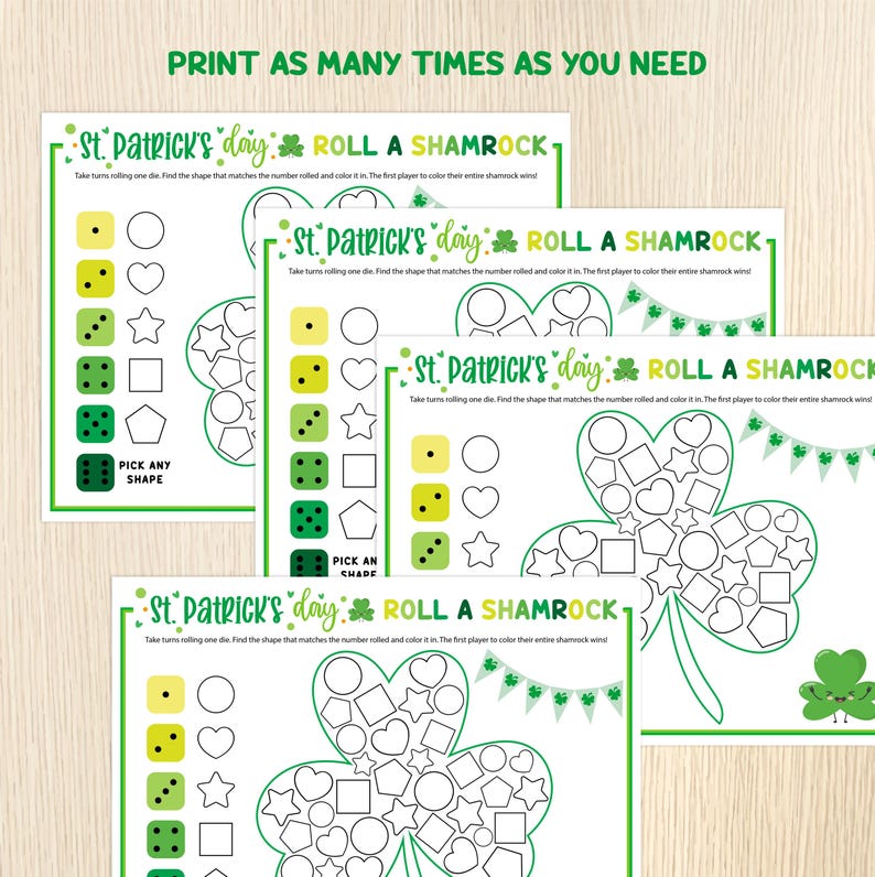 St. Patrick's Day Roll a Shamrock Game - Classroom St Patty's Party ...