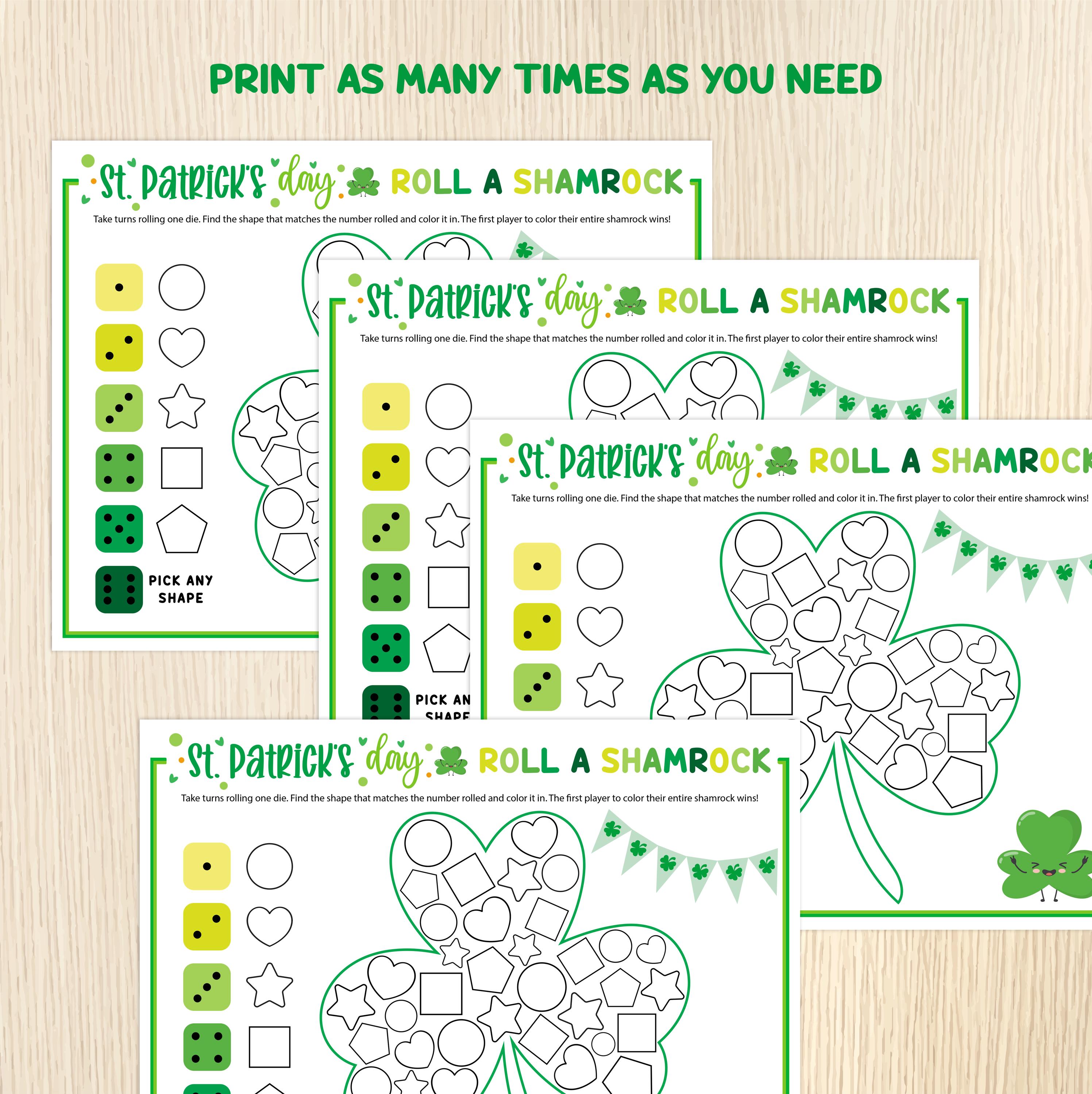 St. Patrick's Day Roll a Shamrock Game - Classroom St Patty's Party ...