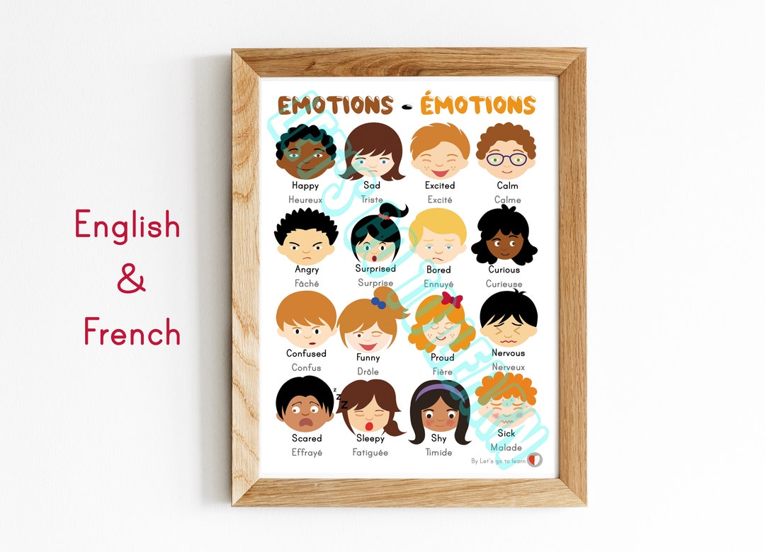 Emotions-Émotions, English-french Printable Poster, Bilingual ...
