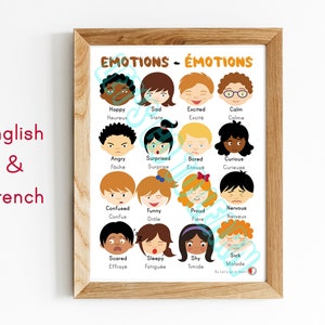 Emotions-Émotions, English-french Printable Poster, Bilingual ...