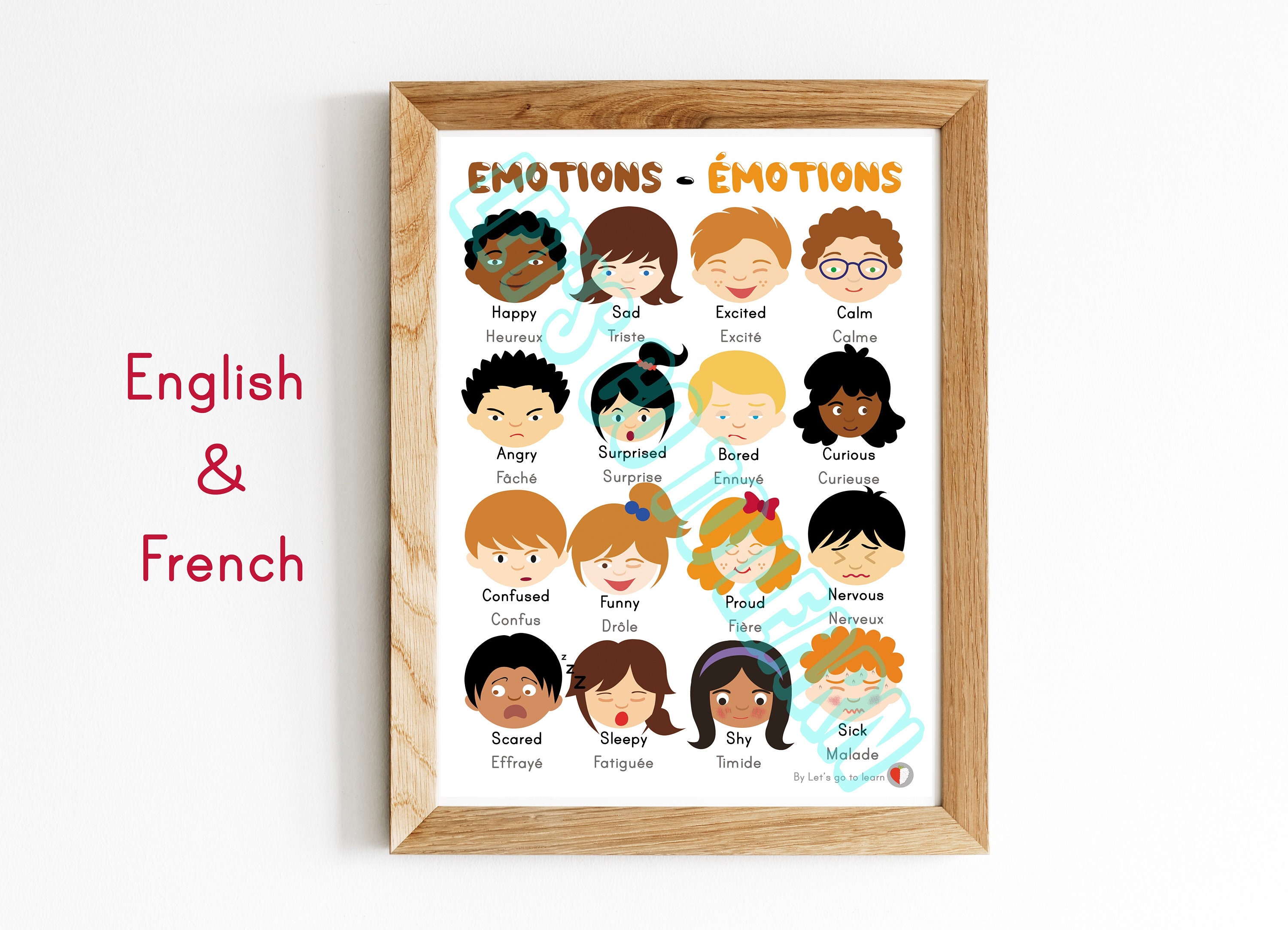 Emotions-Émotions English-french Printable Poster Bilingual - Etsy