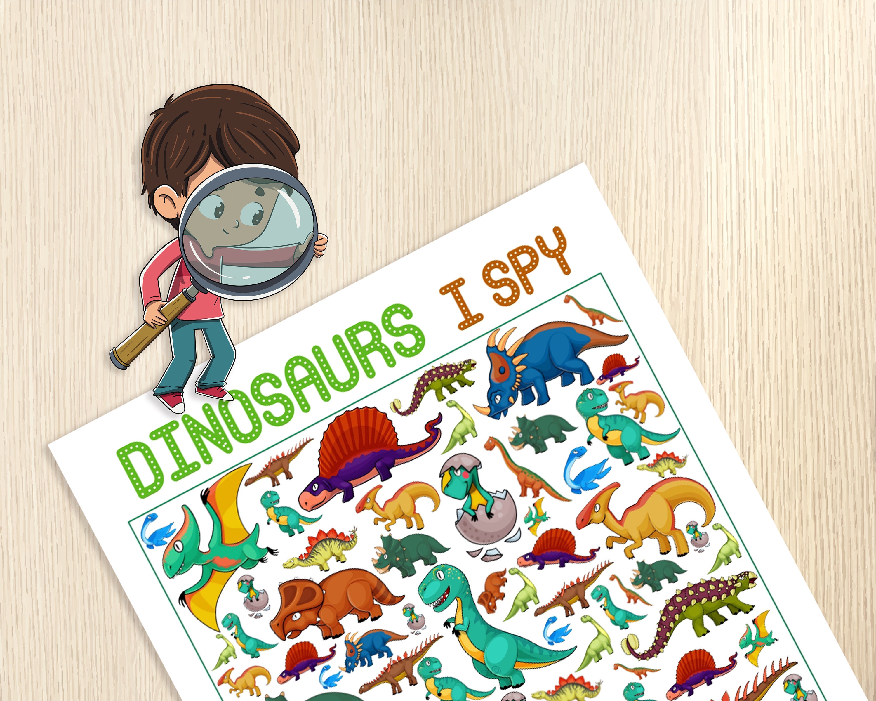 Dinosaurs I Spy, Seek and Find, Look and Find, 2 Printable Games, Party ...