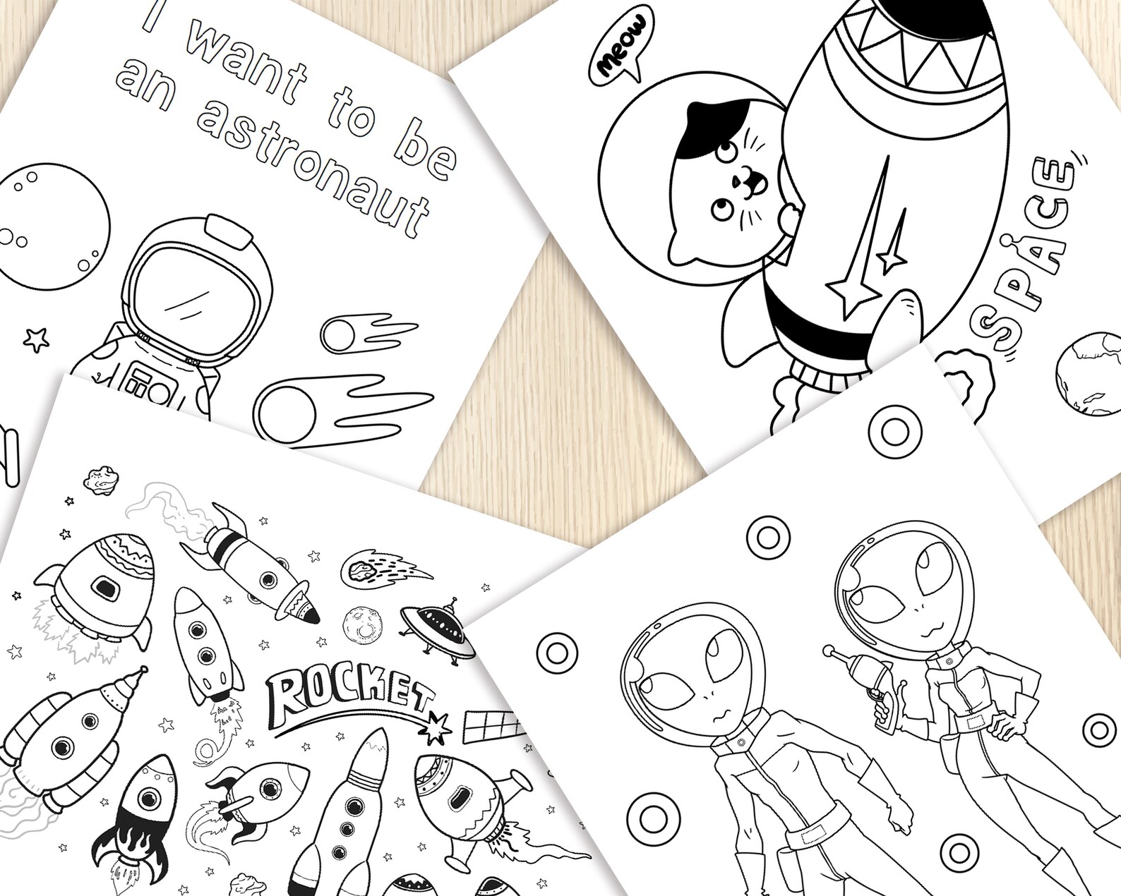 Space Coloring Book Funny Coloring Sheets Outer Space Pages - Etsy