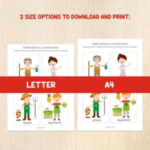 Professions Matching Activity in SPANISH, 52 Puzzles, Jobs, Community ...