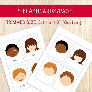 Emotions Flashcards and Blank Face Flashcards, 32 Cards, Feelings ...