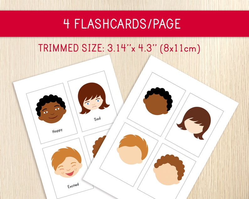 Emotions Flashcards and Blank Face Flashcards 32 Cards - Etsy