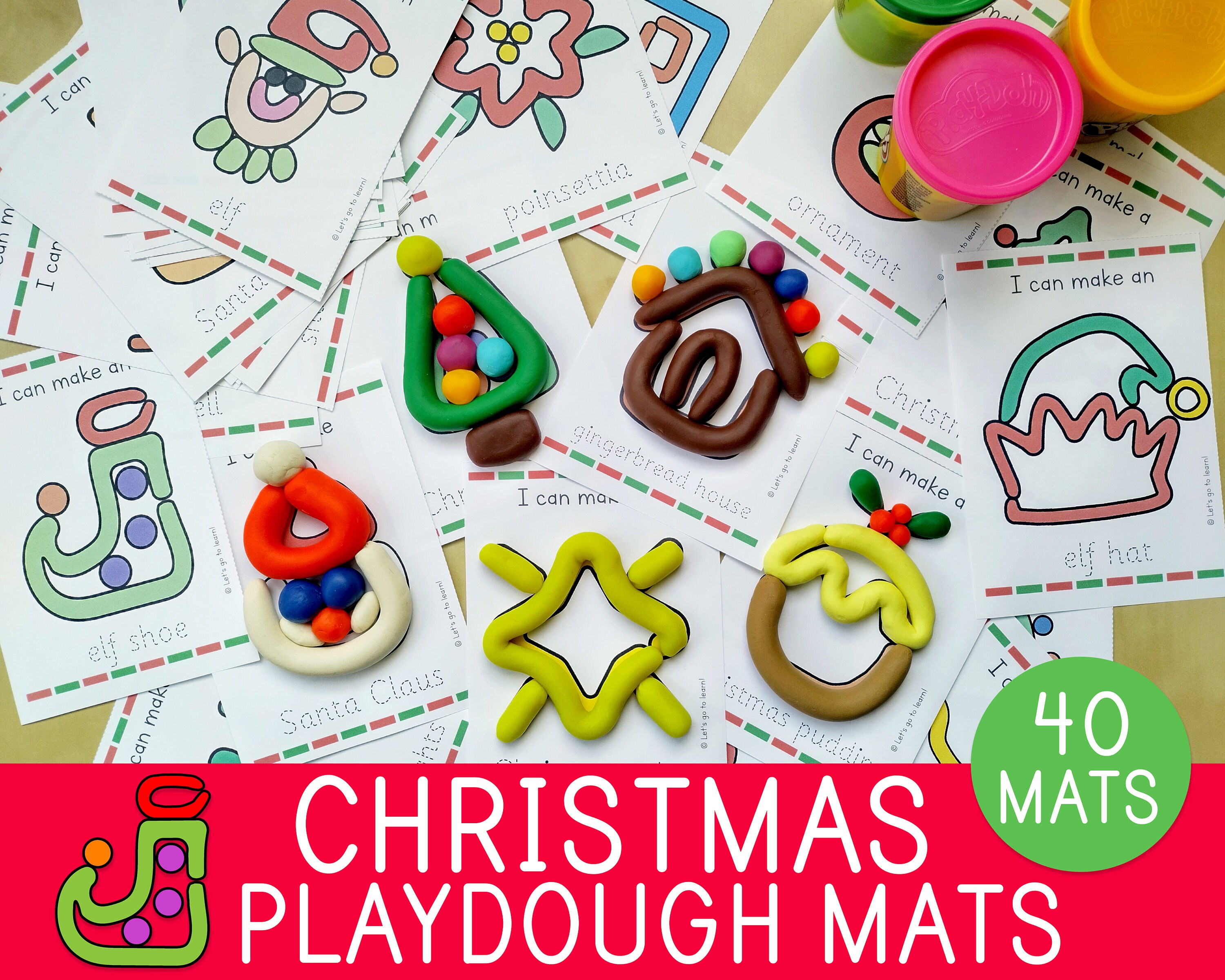 Christmas Playdough Mats, 40 Visual Cards, Play Doh, Toddler Activity ...
