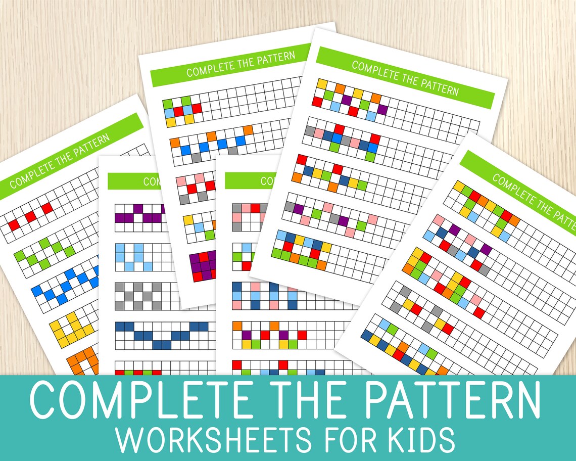 Pattern Worksheets for Kids Pattern Practice Color Patterns | Etsy