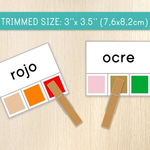 Spanish Color Words Clip Cards and Chart, Spanish Classroom, Montessori ...