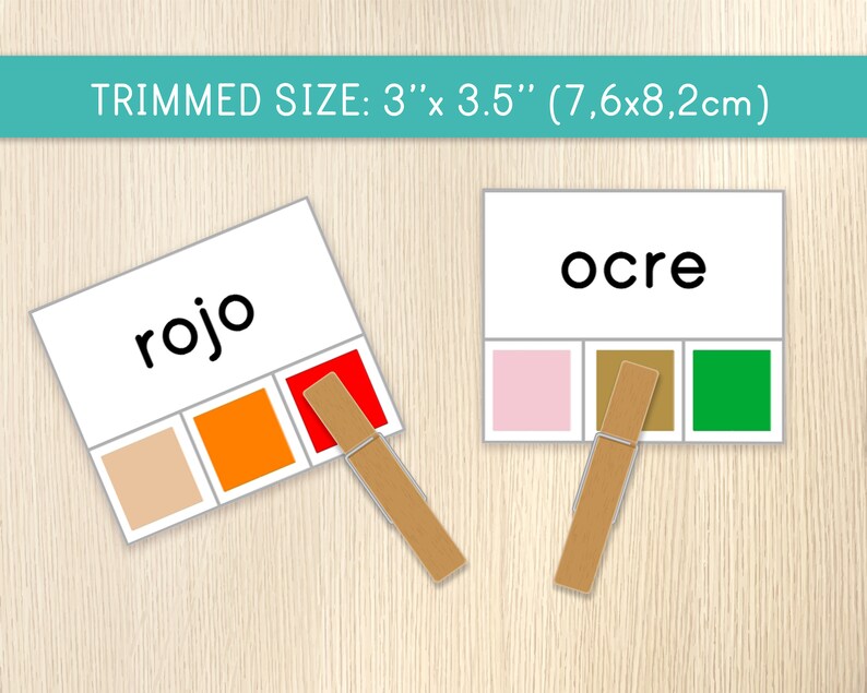 Spanish Color Words Clip Cards and Chart, Spanish Classroom, Montessori ...
