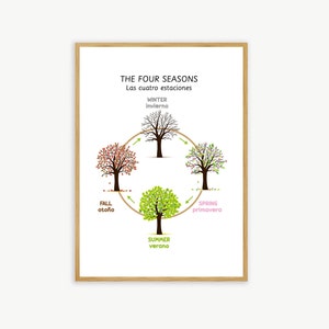 Seasons Poster in English & Spanish, Bilingual Poster, Classroom and ...