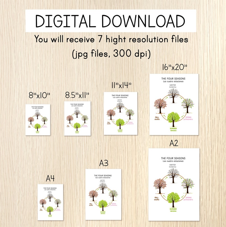 Seasons Poster in English & Spanish, Bilingual Poster, Classroom and ...