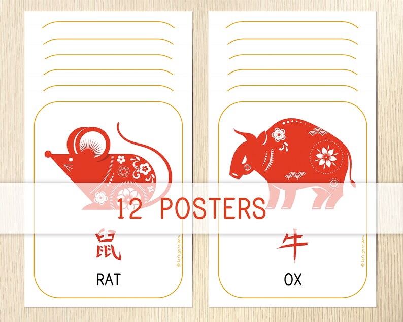 Chinese Zodiac Animals - Chinese Mandarin& English - Bilingual, Three ...