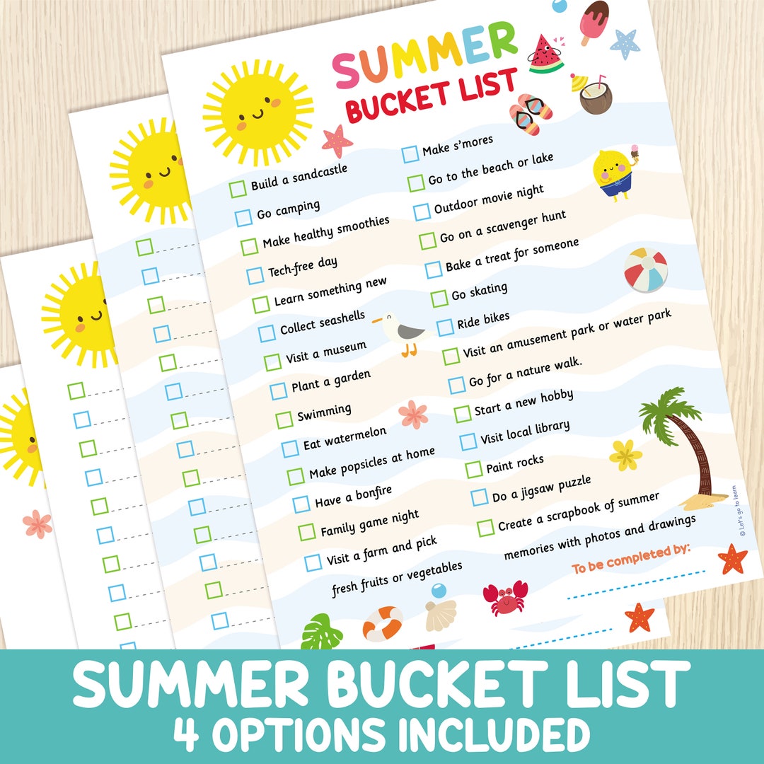 Summer Bucket List for Kids - Summer Activities Template - Summer Fun ...