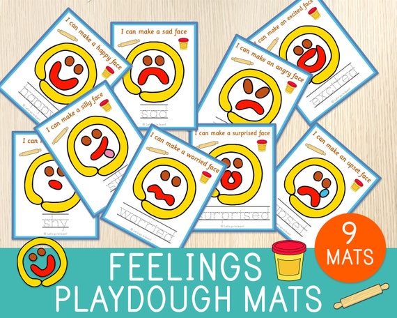 Feelings Playdough Mats Emotions Cards Play Doh Mats Visual | Etsy