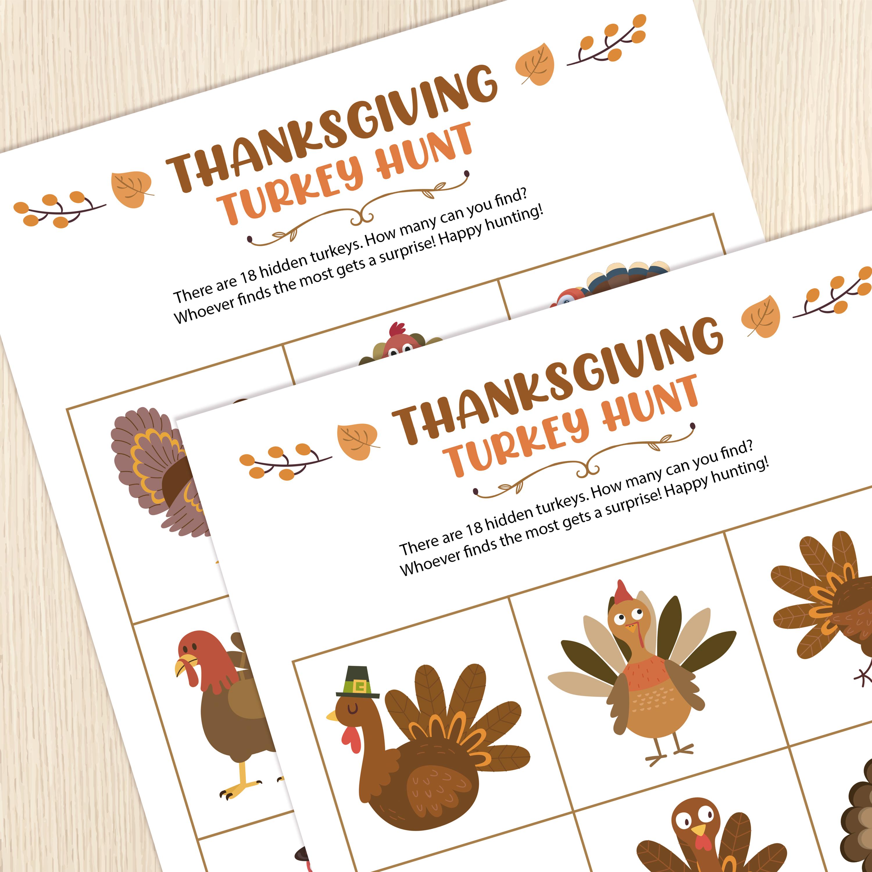 Thanksgiving Turkey Treasure Hunt Game for Kids - Printable Scavenger ...