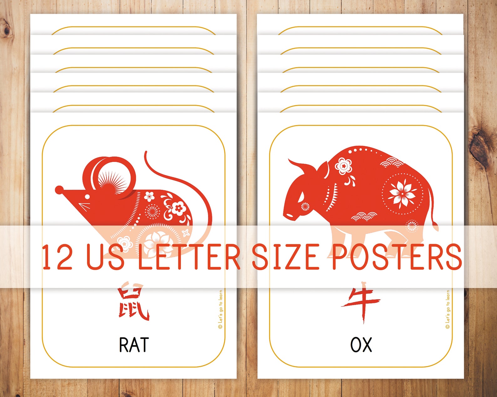 Chinese Zodiac Animals Chinese Mandarin and English | Etsy