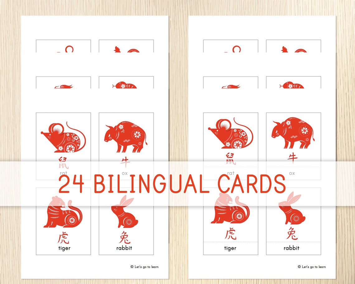 Chinese Zodiac Animals - Chinese Mandarin& English - Bilingual, Three ...