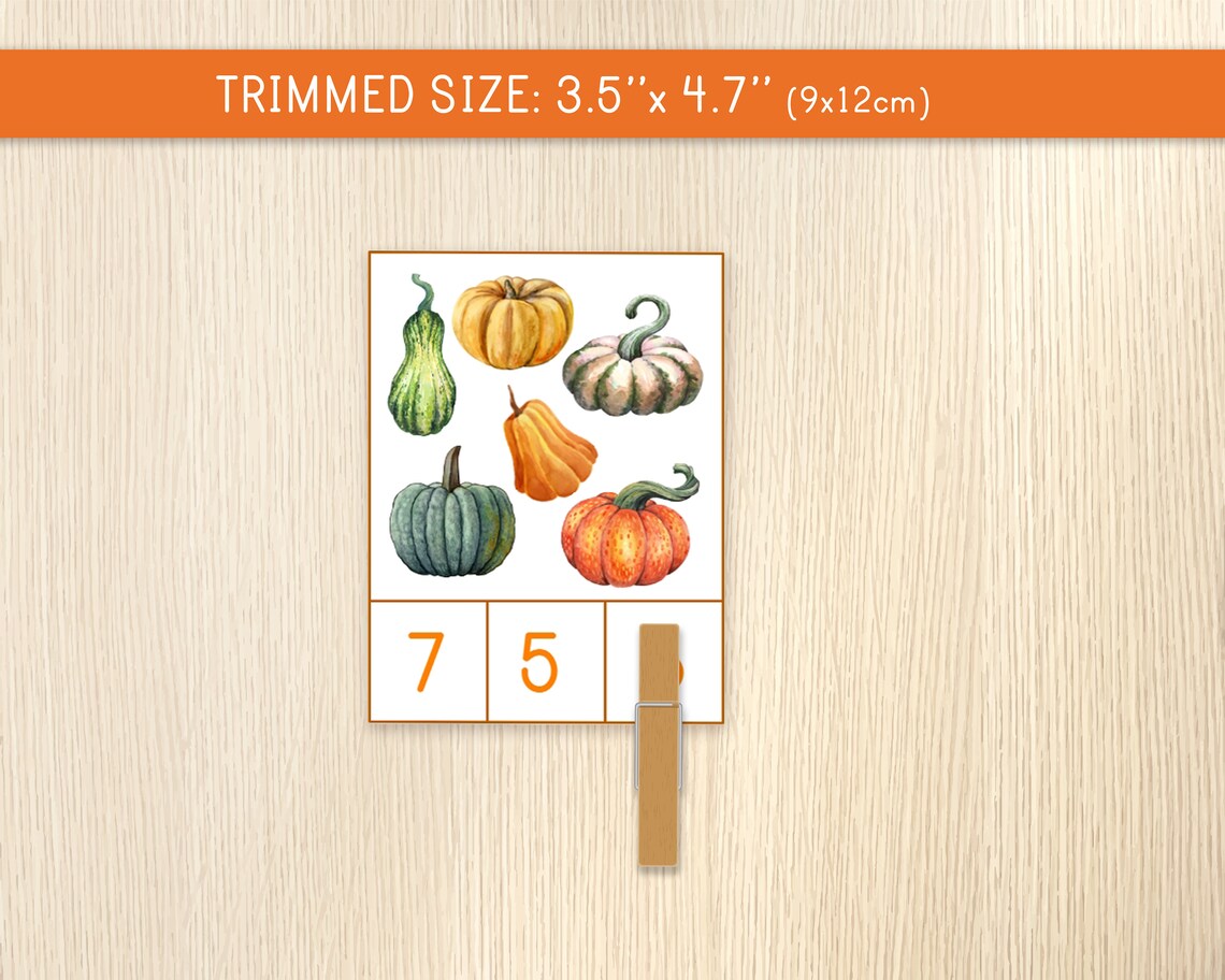 Pumpkin Count and Clip Cards Counting Cards Numbers 1-20 - Etsy