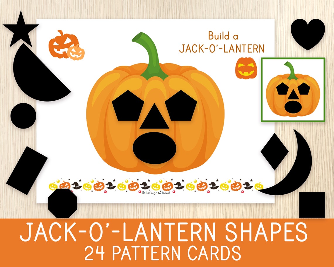 Build a Jack-o' Lantern Shapes Matching Activity - Etsy