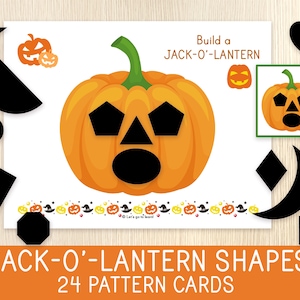 Build a Jack-o'- Lantern, Shapes Matching Activity, Halloween Printable ...