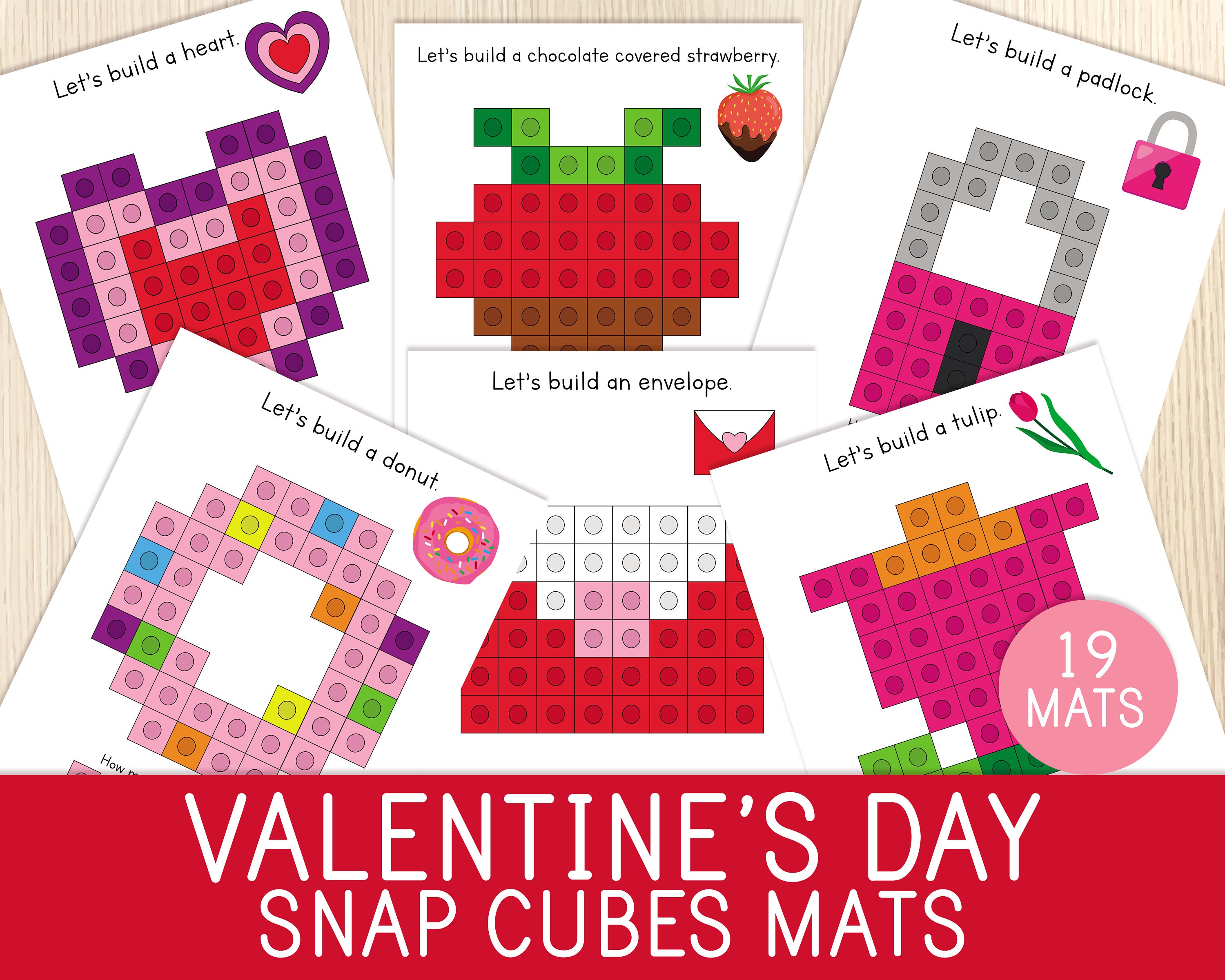 Valentine's Day Snap Cubes Mats - Connecting Cubes Task Cards ...