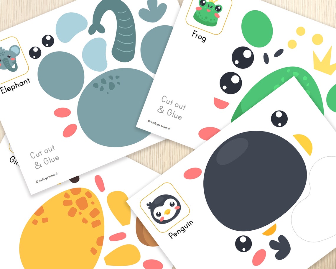 Animal Faces Cut & Paste Activities, Cut and Glue, Preschool ...