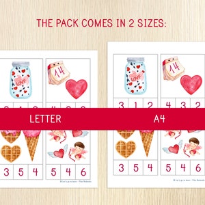Valentine's Day Count and Clip Cards, Numbers 1-20, Valentine Activity ...