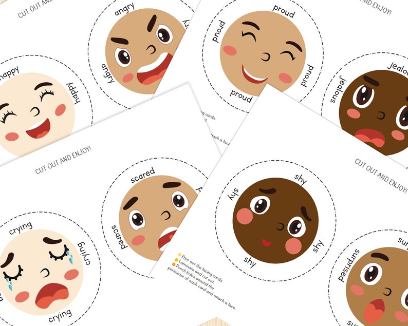 Emotions Lacing Cards Learn the Feelings Fine Motor - Etsy